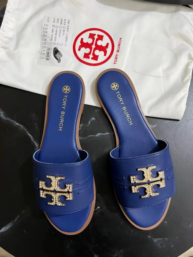 Comfortable Replica Blue Tory Burch Slides with Low Price